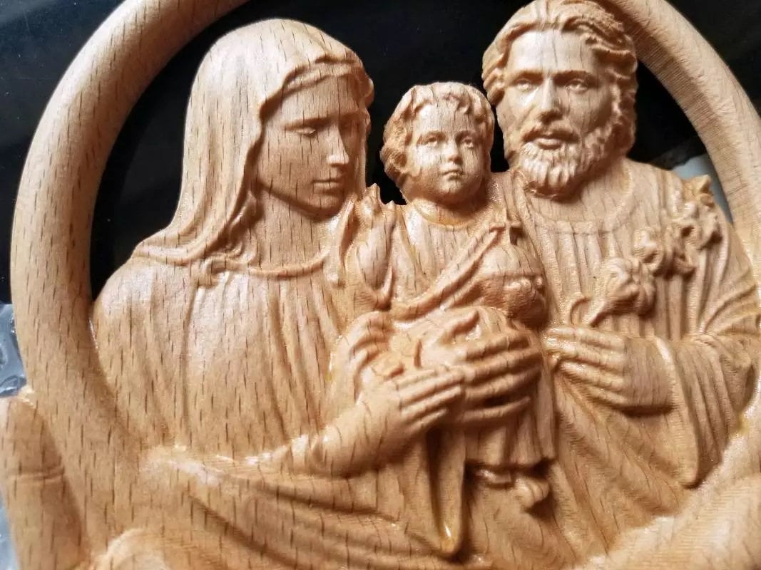 Sacred Wooden Trio: Jesus Mother Mary Saint Joseph Desktop Sculpture - Etsy
