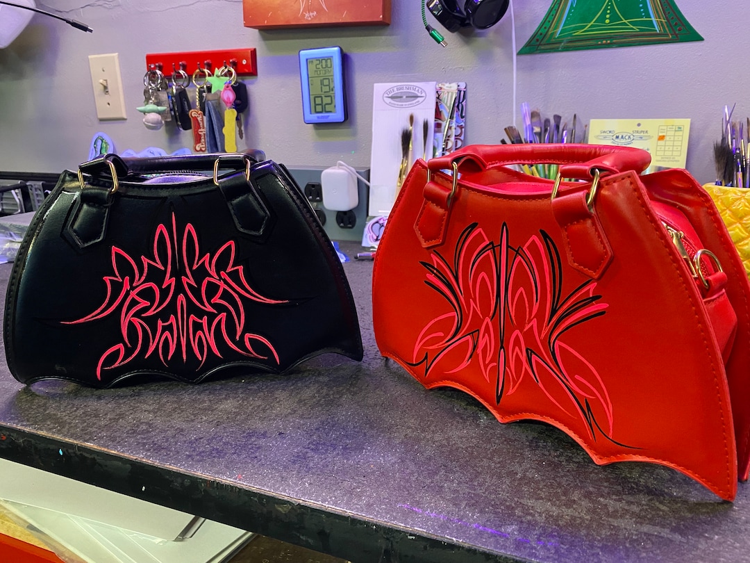 Bat Purse Hot Rod Pinstripe and Spiders That Glow - Etsy