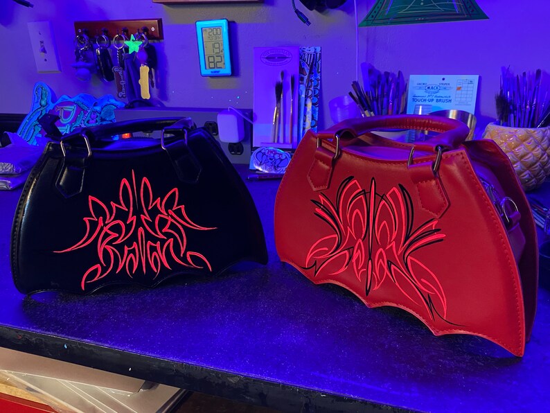 Bat Purse Hot Rod Pinstripe and Spiders That Glow - Etsy