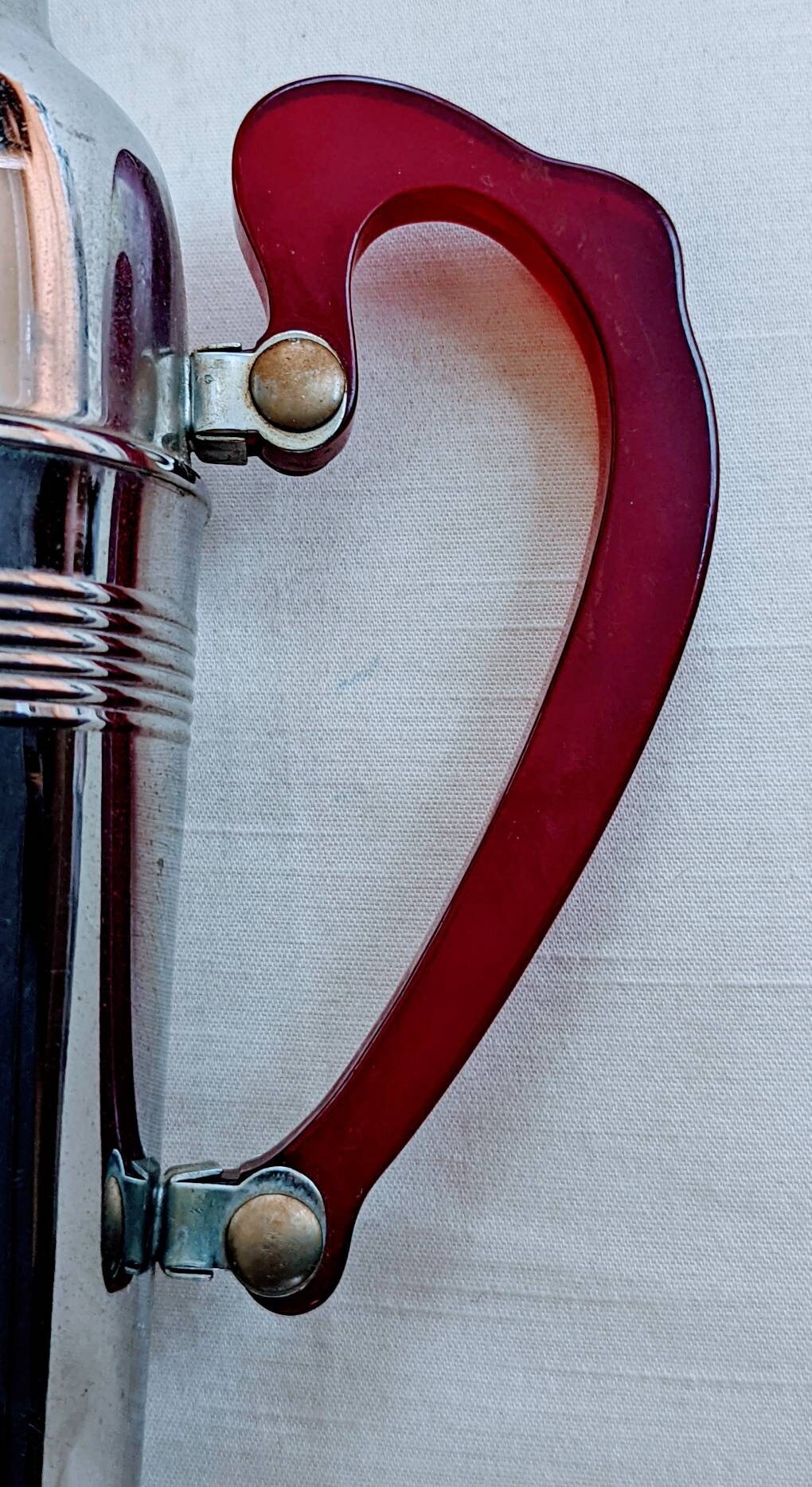 Vintage 1950's Art Deco Chrome Cocktail Shaker Narrow Banded Pitcher ...