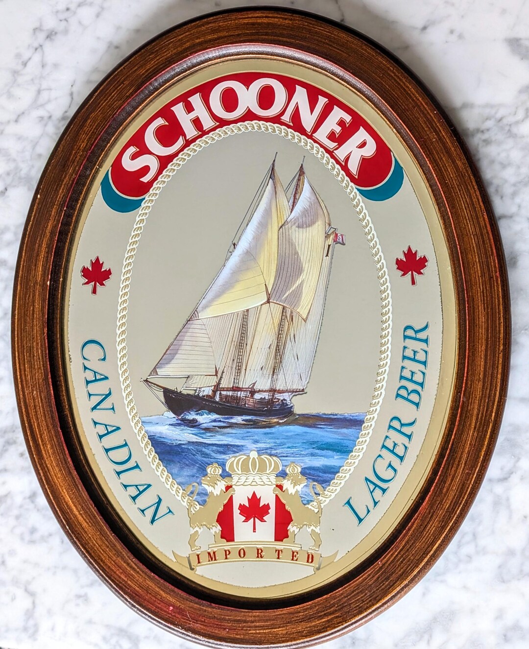 Vintage Schooner Lager Beer Mirror Advertising Sign LABATT BREWING Co ...