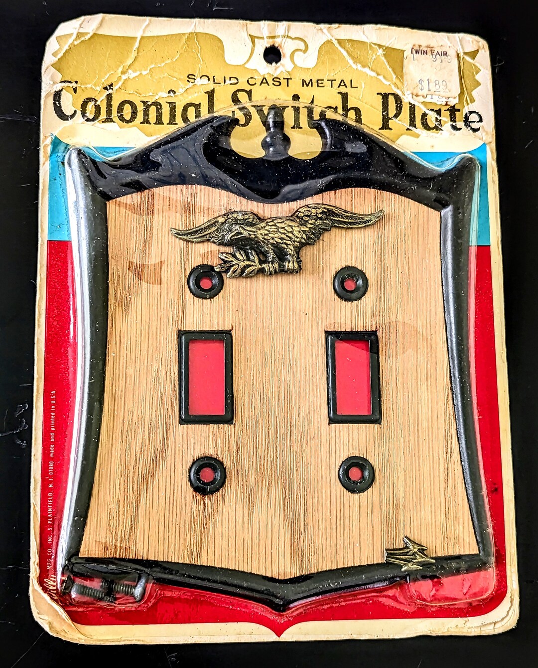 Vintage Mid-century Colonial Metal Double Light Switch Plate Cover ...