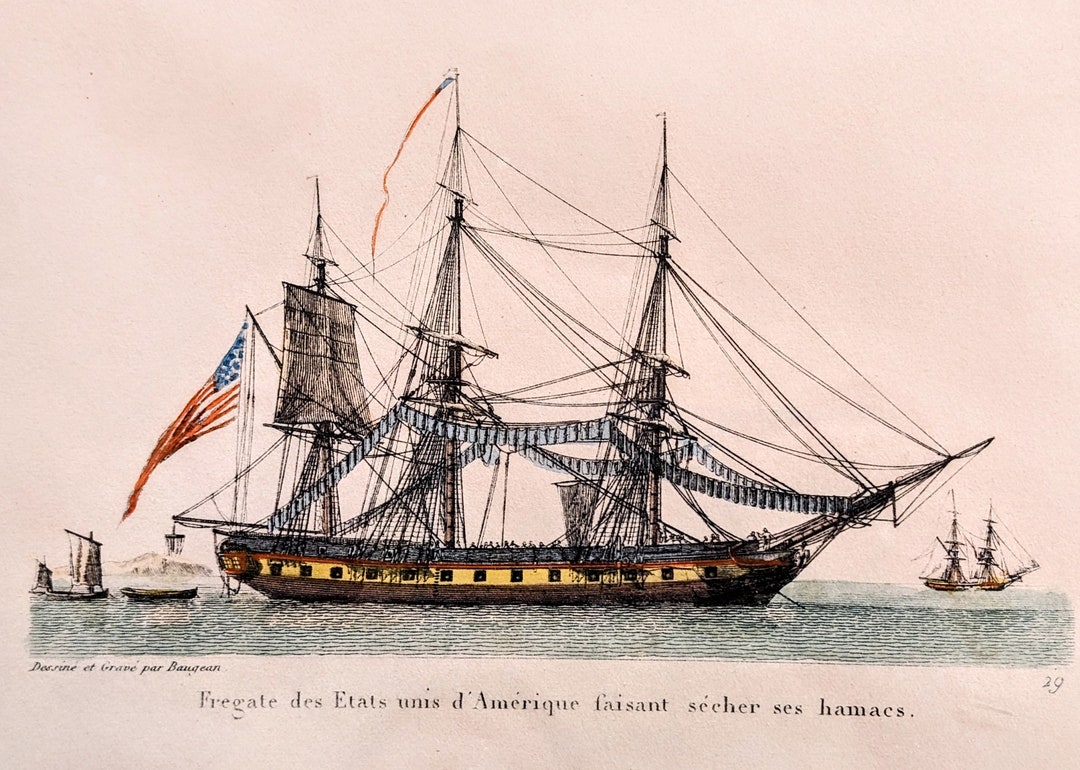 Vintage Discovery of the Navy by Rossel Vidal Fregate Des Etats Unis D ...