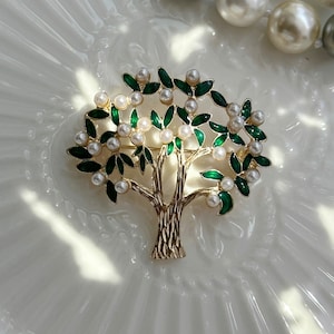 Vintage Tree Brooch Tree of Life Pearl Brooch Elegant - Etsy