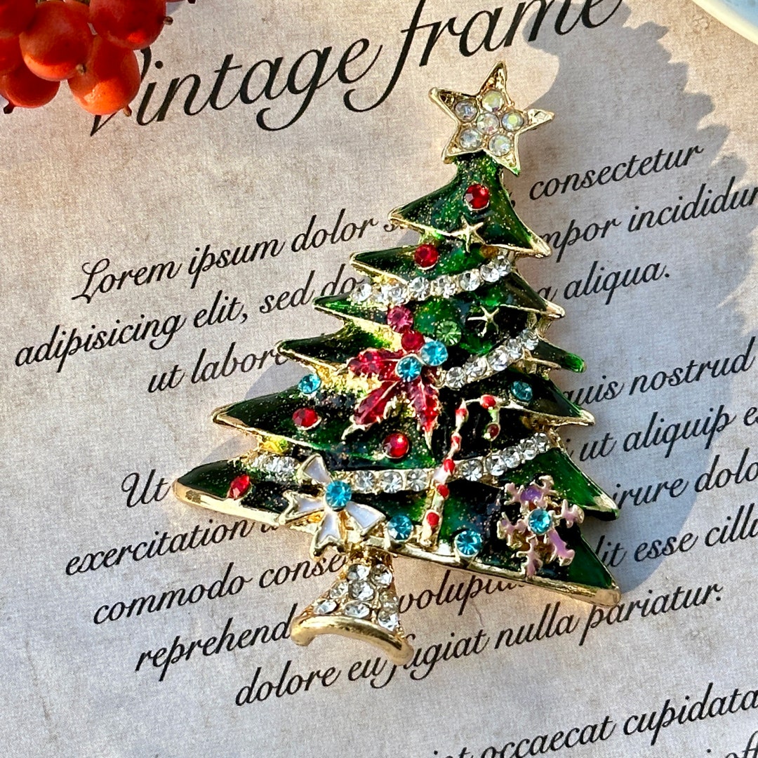 Superbe broche darbre de Noël, broche de Noël, bijoux de Noël, cadeau ...