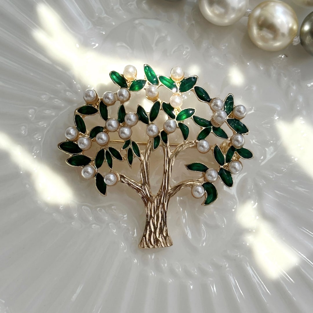 Vintage Tree Brooch Tree of Life Pearl Brooch Elegant - Etsy