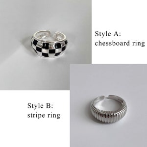 Sterling Silver Checkered Rings Dome Ring Chessboard - Etsy