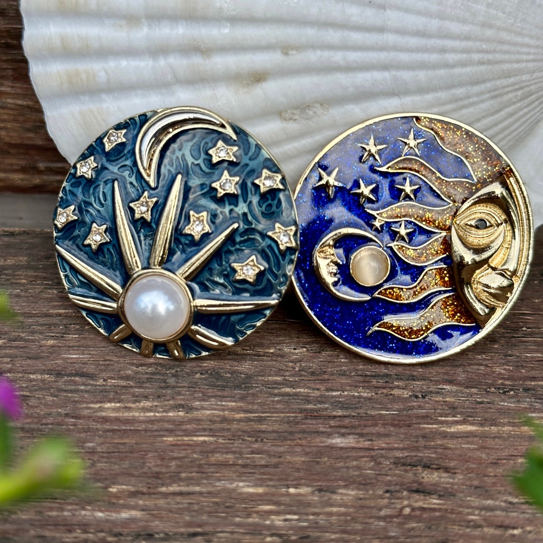Celestial Brooch, Sun Moon Stars Brooch Pin, Vintage Brooch, Rhinestone ...