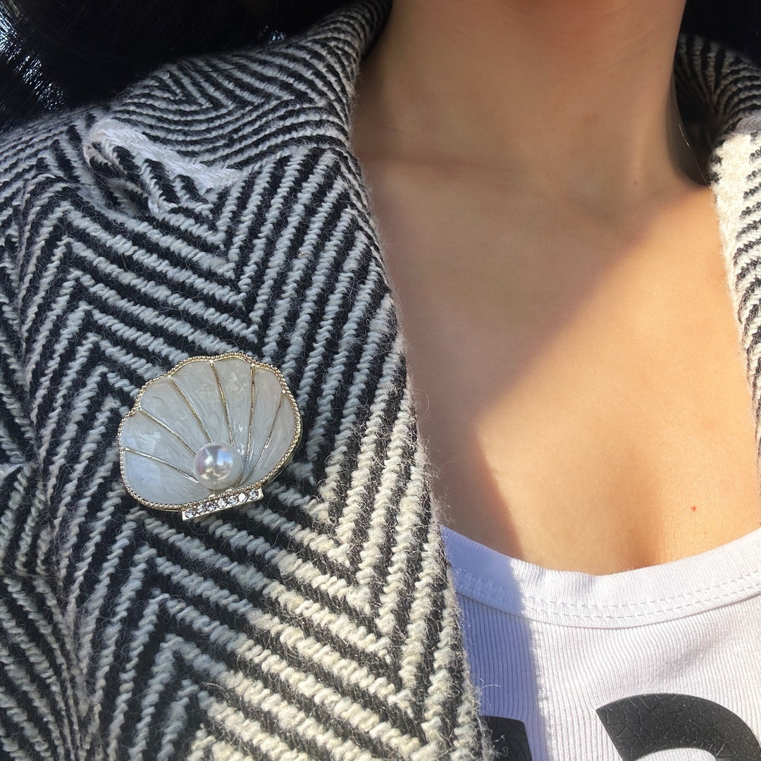 Exquisite Sea Shell Brooch, Sea Animal Brooch, Pearl Brooch, Sweater ...