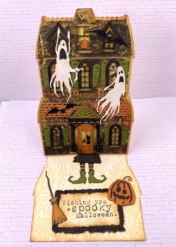 Easel Card Haunted House Wishing You a Spooky Halloween - Etsy