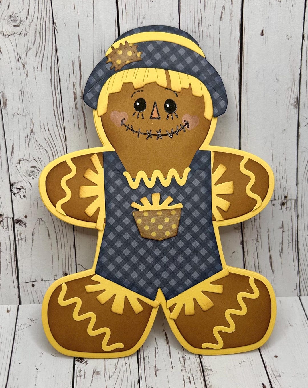 Scarecrow Gingerbread Man Happy Fall Yall Handmade Shaped Card With ...
