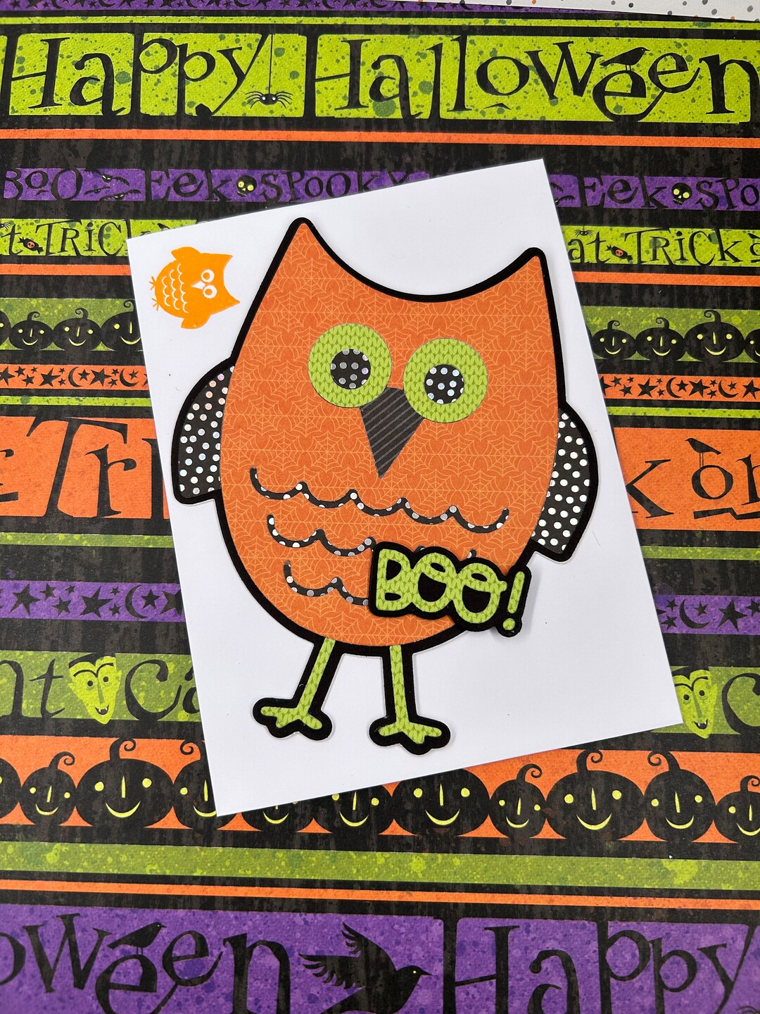 Happy Owloween Owl Halloween Fun Handmade Shaped Card With Matching ...