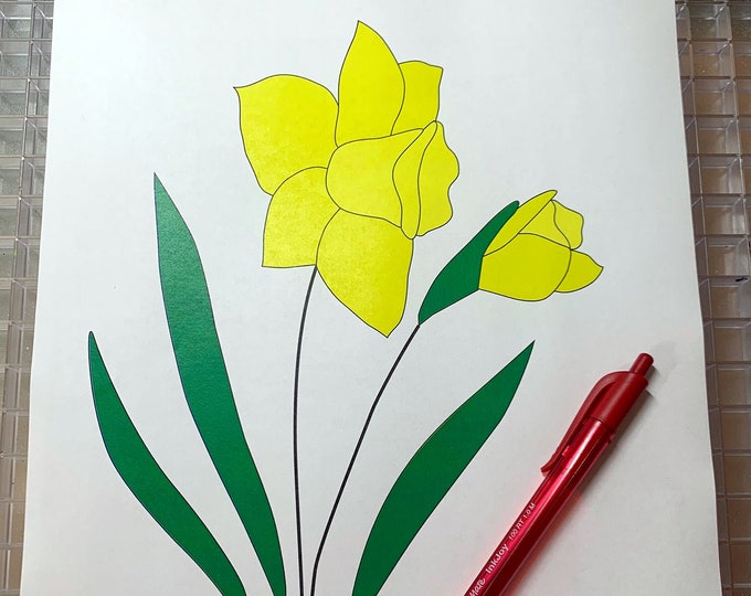 Digital PDF Stained Glass Daffodil Flower Pattern - Etsy