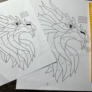 Digital (PDF) Stained Glass Pattern - Dragon's Head (profile) - Etsy