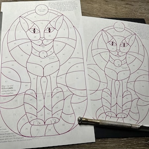 Digital (PDF) Stained Glass Pattern - Whimsical Siamese Cat With ...