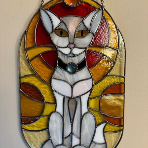 Digital (PDF) Stained Glass Pattern - Whimsical Siamese Cat With ...