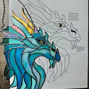 Digital (PDF) Stained Glass Pattern - Dragon's Head (profile) - Etsy