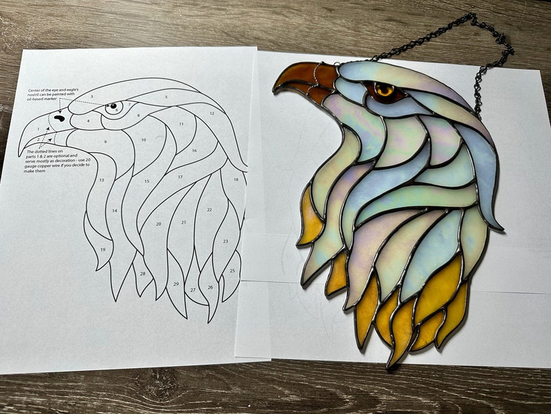 Digital (PDF) Stained Glass Pattern - Eagle's Head (profile) - Etsy