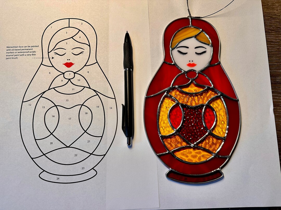 Digital (PDF) Stained Glass Pattern - Matreshka Doll With the Heart ...