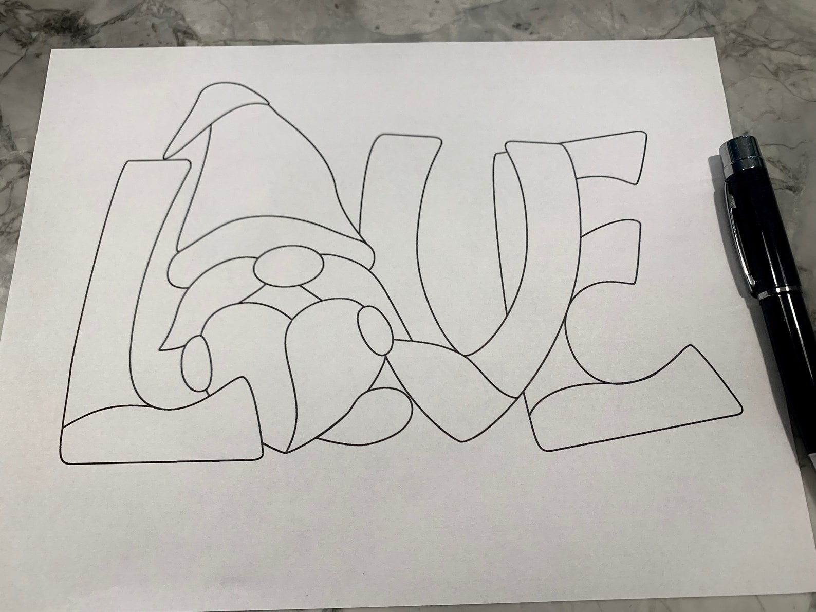 Digital PDF Stained Glass Pattern LOVE and Gnome With - Etsy