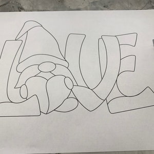 Digital PDF Stained Glass Pattern LOVE and Gnome With Heart - Etsy