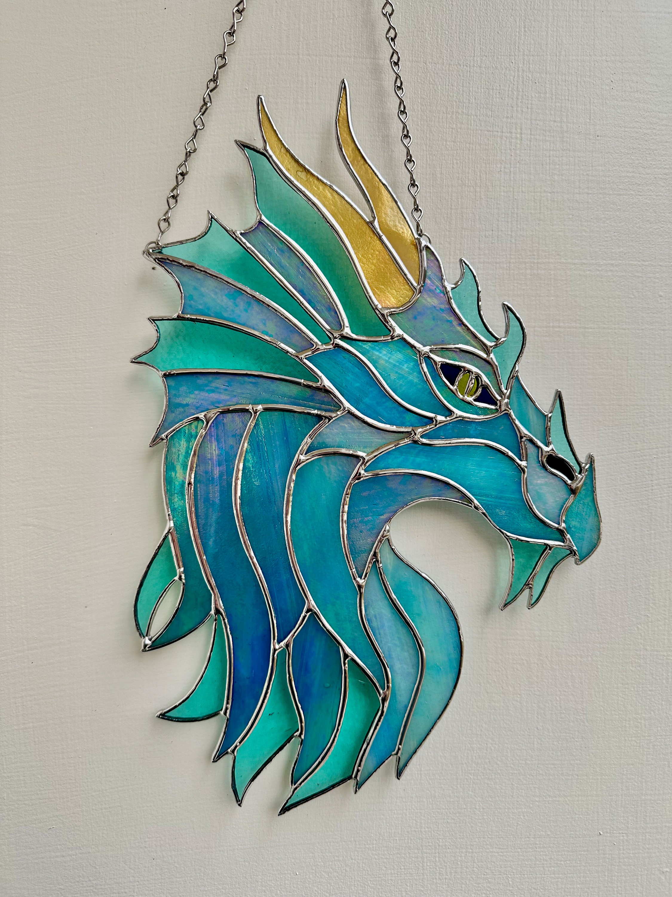 Digital (PDF) Stained Glass Pattern - Dragon's Head (profile) - Etsy
