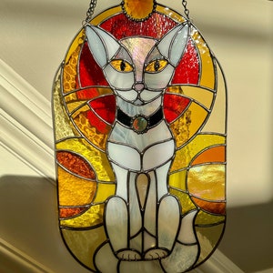 Digital (PDF) Stained Glass Pattern - Whimsical Siamese Cat With ...