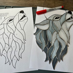 Digital (PDF) Stained Glass Pattern - Howling Wolf Head Profile - Etsy