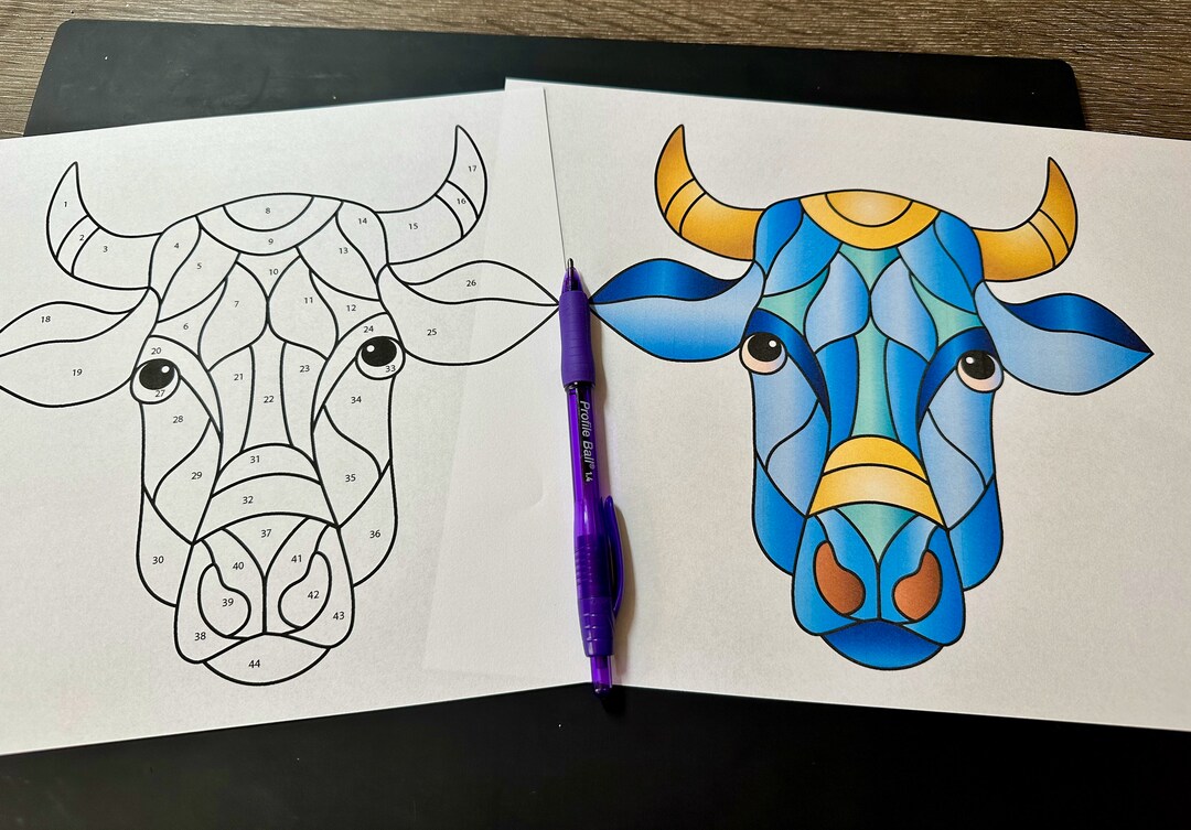 Digital (PDF) Stained Glass Pattern - Bull's Head - Etsy