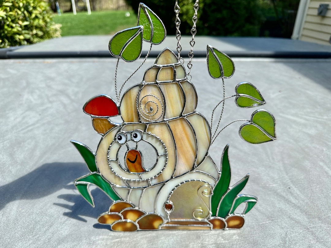 Whimsical Snail Shell House With a Happy Snail in the Window Stained ...