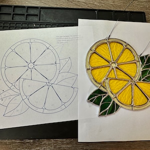 Digital (PDF) Stained Glass Pattern - Lemon Slices With Leaves - Etsy