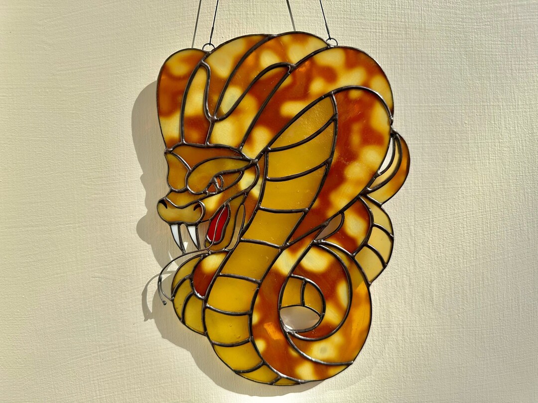 Hissing King Cobra - Snake With Mouth Open - Striking - Stained Glass ...