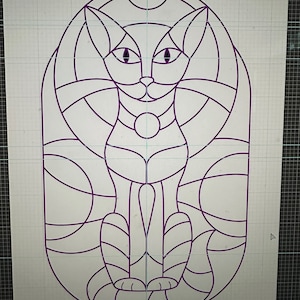 Digital (PDF) Stained Glass Pattern - Whimsical Siamese Cat With ...