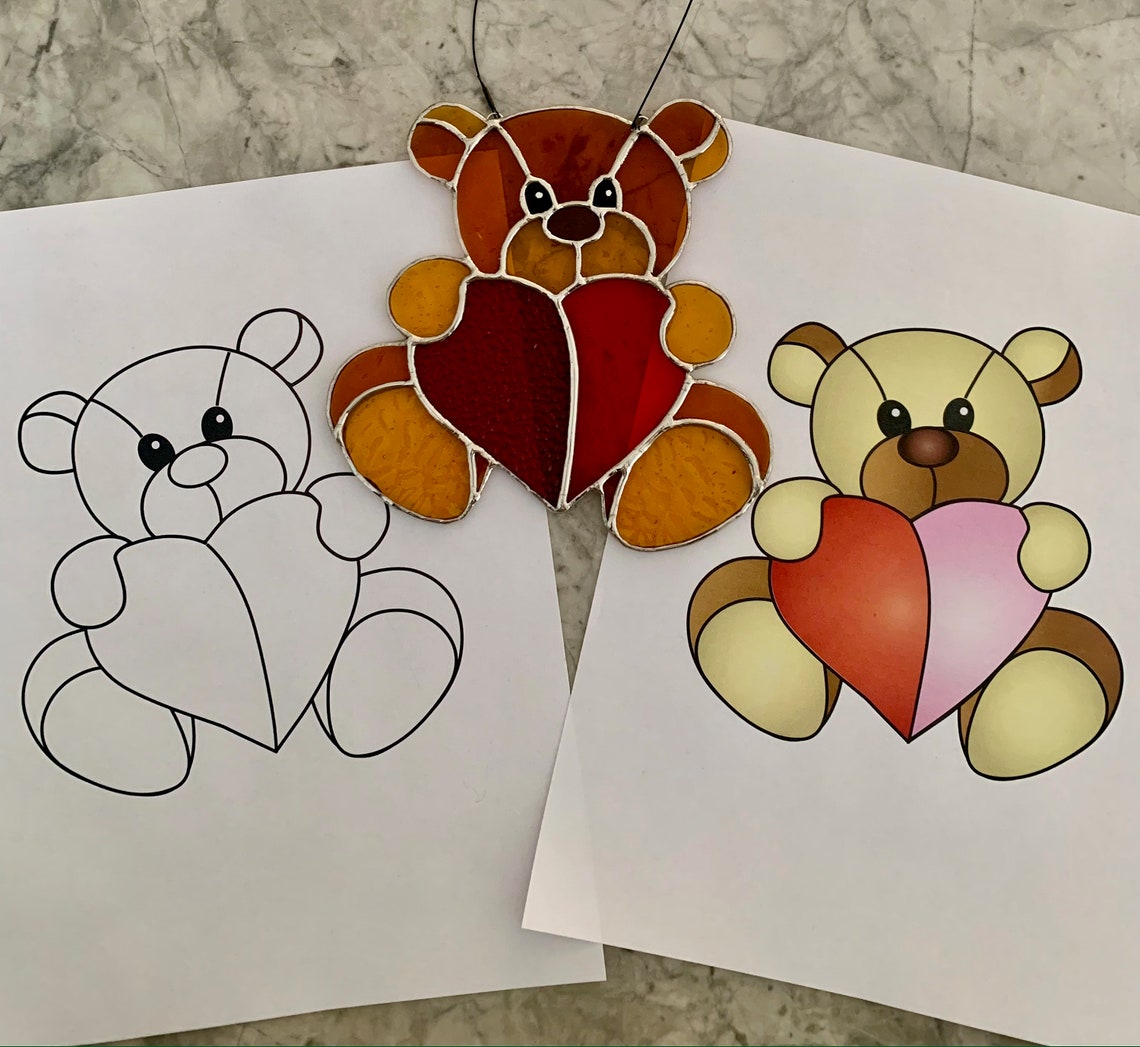 Digital PDF Pattern Teddy Bear With Red Heart | Etsy