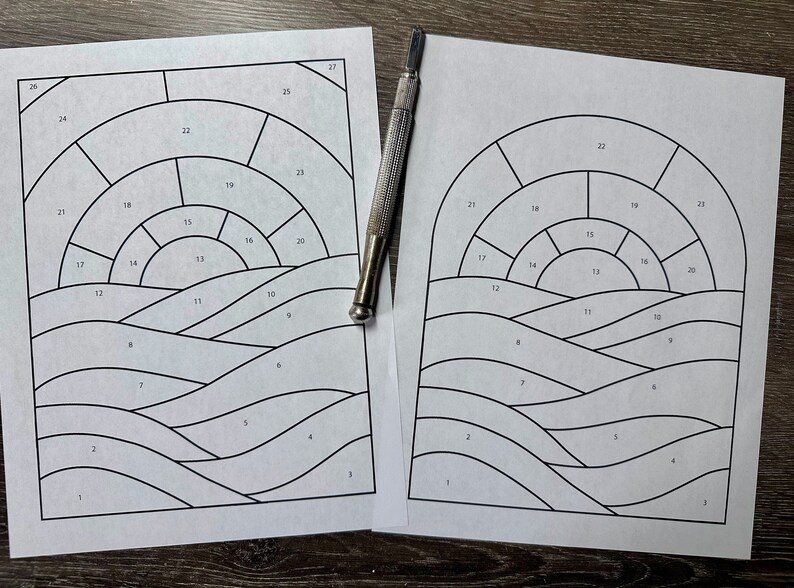 Digital (PDF) Stained Glass Pattern - Sun and Waves, 2 Versions - Etsy