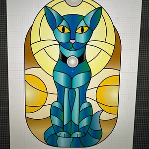 Digital (PDF) Stained Glass Pattern - Whimsical Siamese Cat With ...