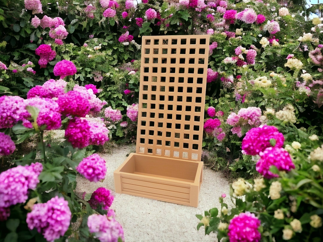 Mini Planter Box & Garden Trellis Combo for Dollhouse 1:12 Scale ...