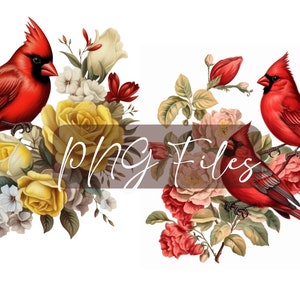 Red Cardinals and Yellow Roses PNG, Cardinal PNG, Roses PNG, 11 ...