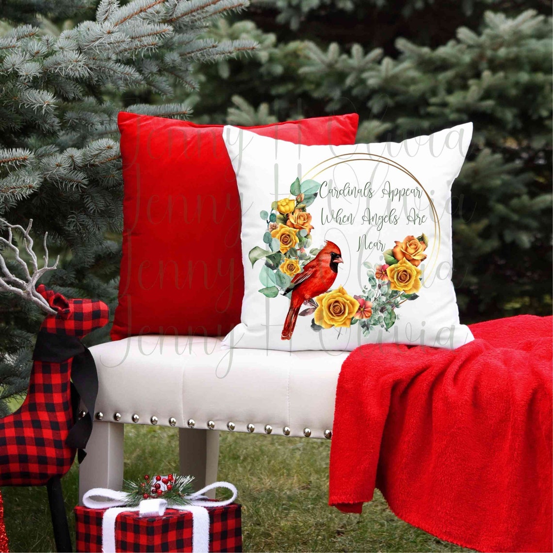 Cardinal PNG Red Cardinal Yellow Roses in Memory - Etsy