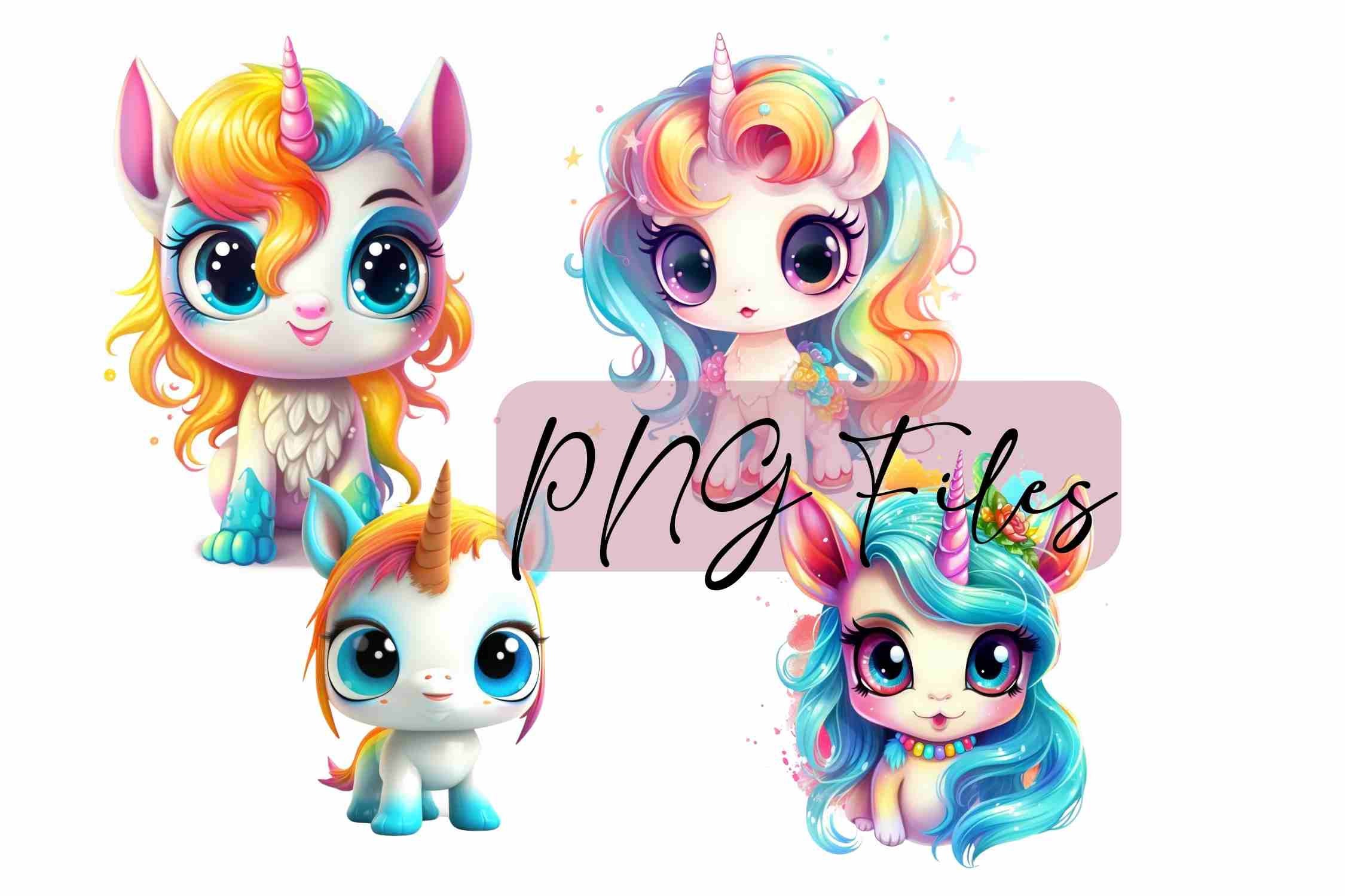 Unicorn Clipart, Rainbow Unicorn, Cute, PNG Files, Transparent ...