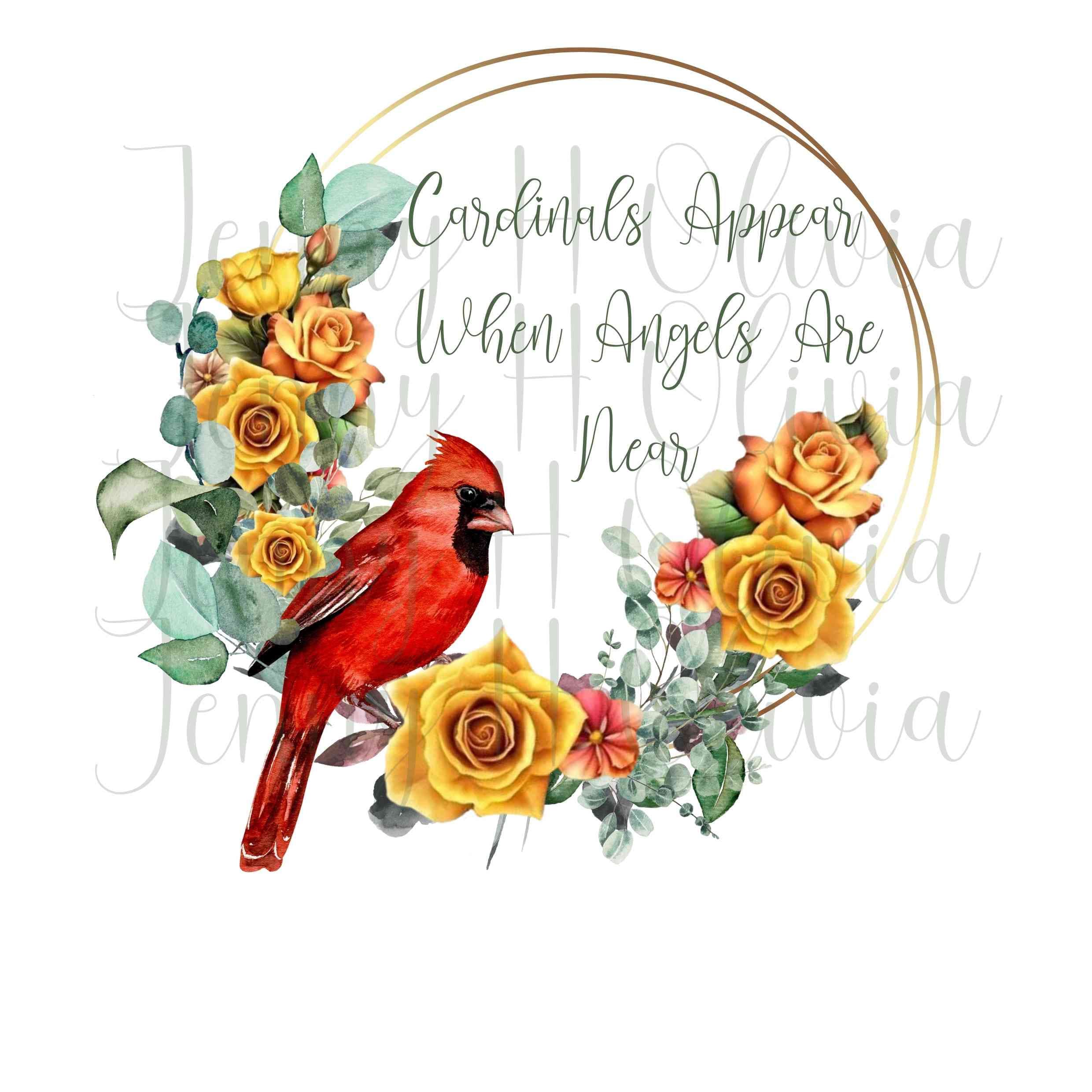 Cardinal PNG Red Cardinal Yellow Roses in Memory - Etsy