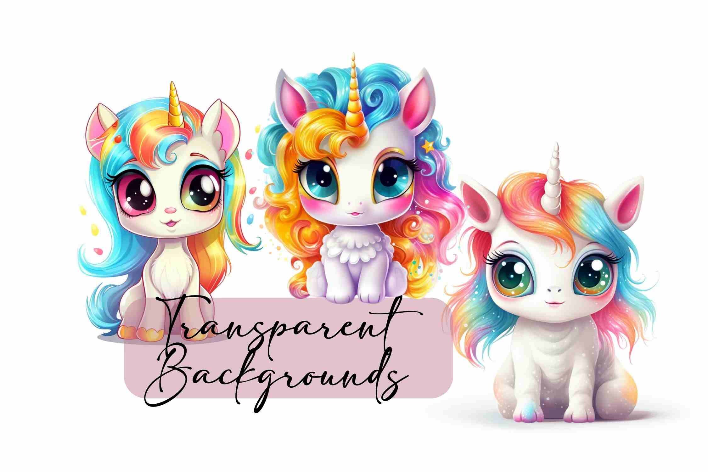 Unicorn Clipart, Rainbow Unicorn, Cute, PNG Files, Transparent ...