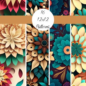 Digital Paper, Printable Paper, Digital Paper Pattern, Boho, Flowers ...