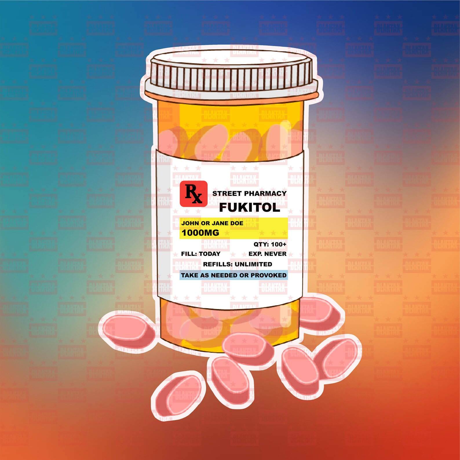 Fukitol Pill Bottle, Funny 3 Inch Sticker for Water Bottles, Laptops ...