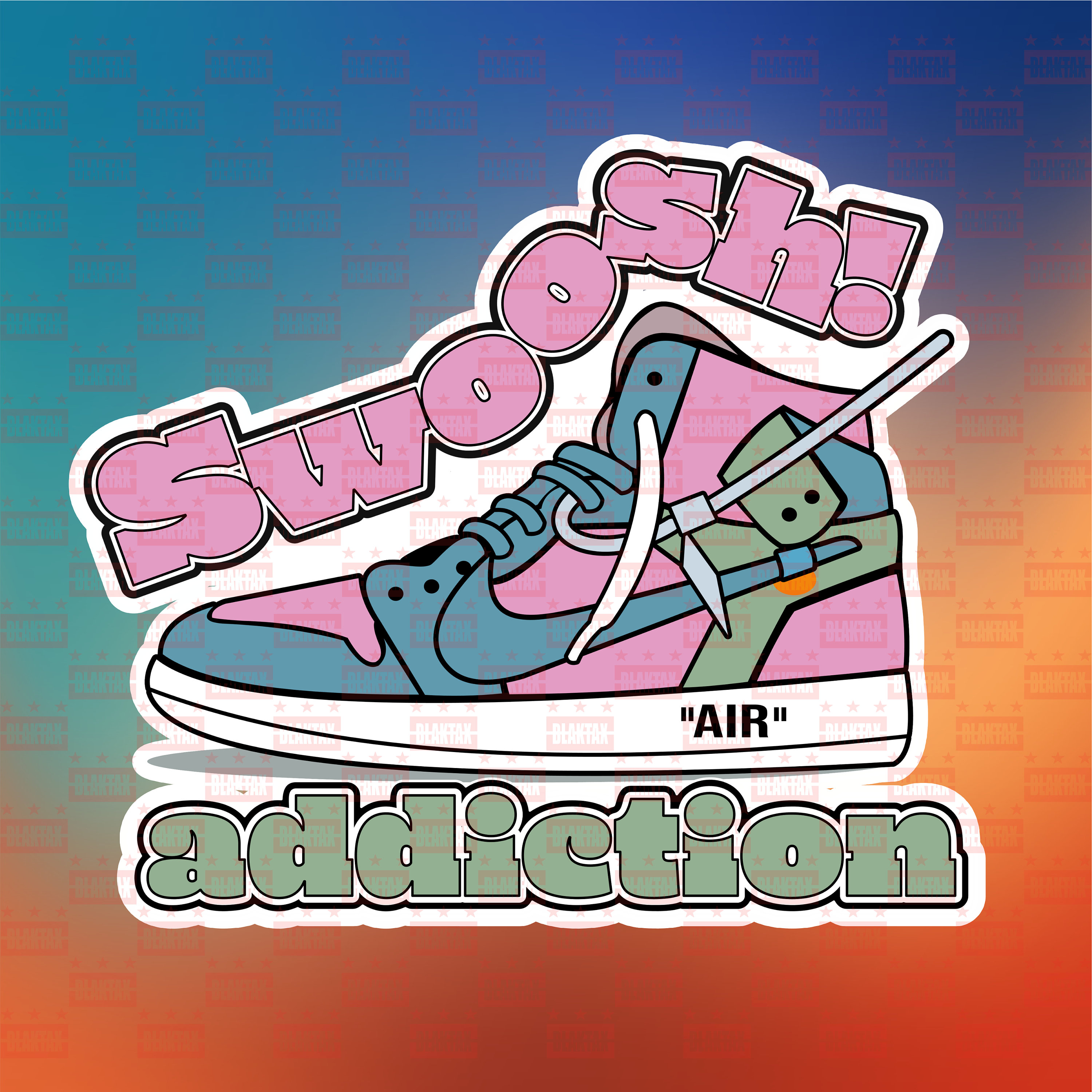 SWOOSH Sneaker Tennis Shoe ADDICTION 3 Inch Sticker for Water Bottles ...