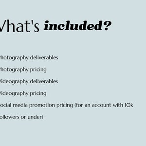 Content Creation Rate Card Template | Photographer | Videographer ...