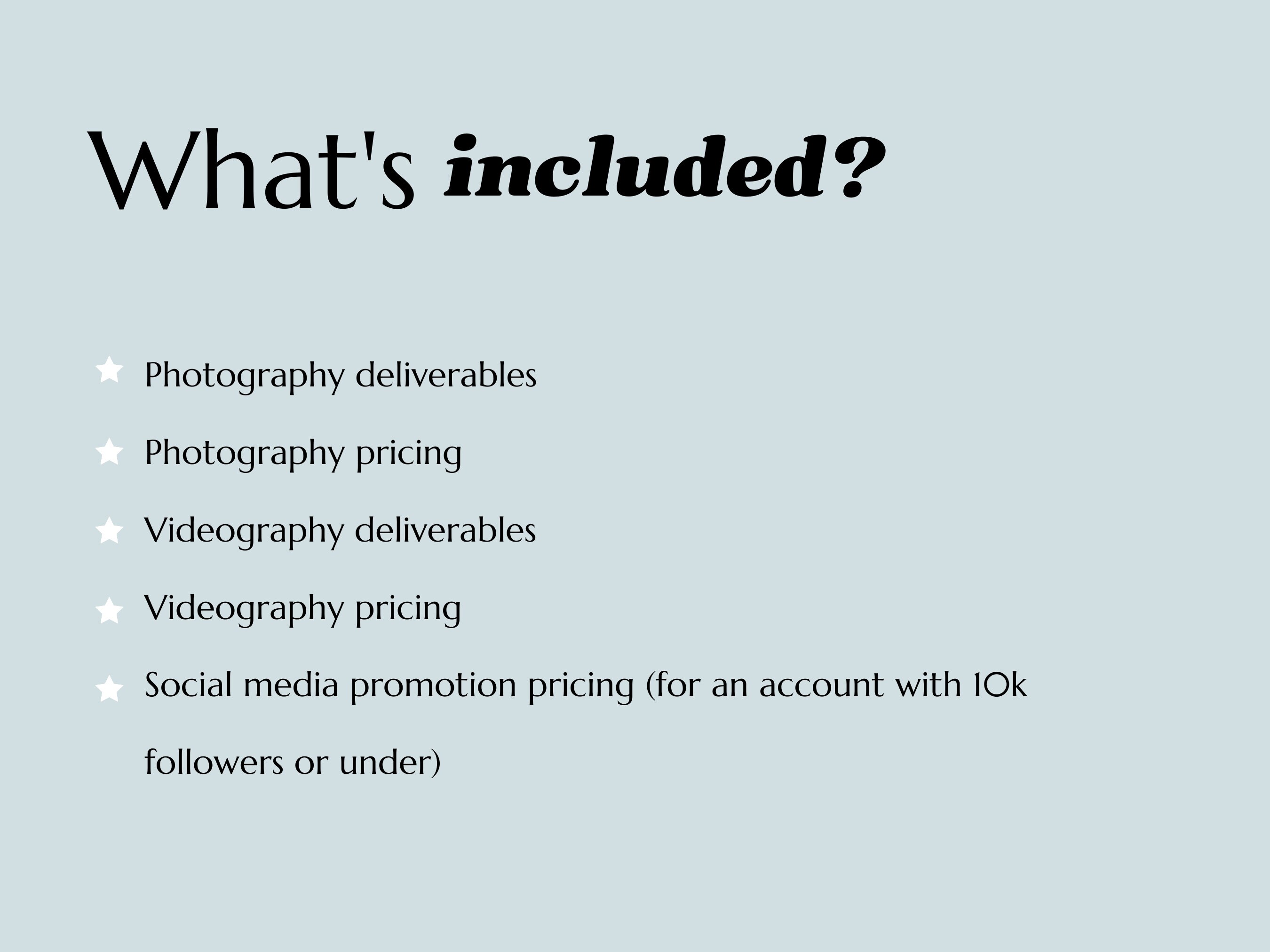 Content Creation Rate Card Template Photographer Videographer Content Content Creation Rate Card Template Photographer Videographer Content