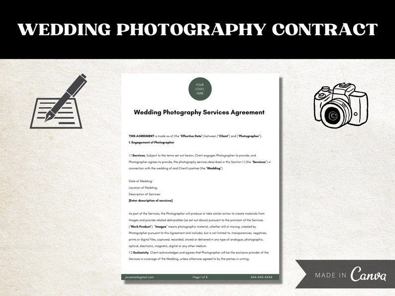 Wedding Photography Contract Template - Etsy