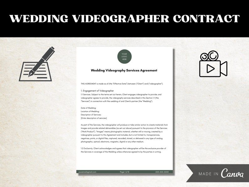 Wedding Videography Contract Template - Etsy