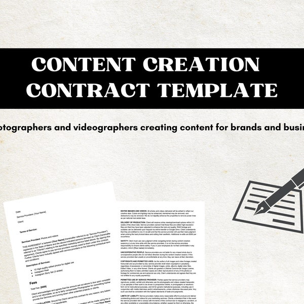 Content Creation Contract Template - Etsy